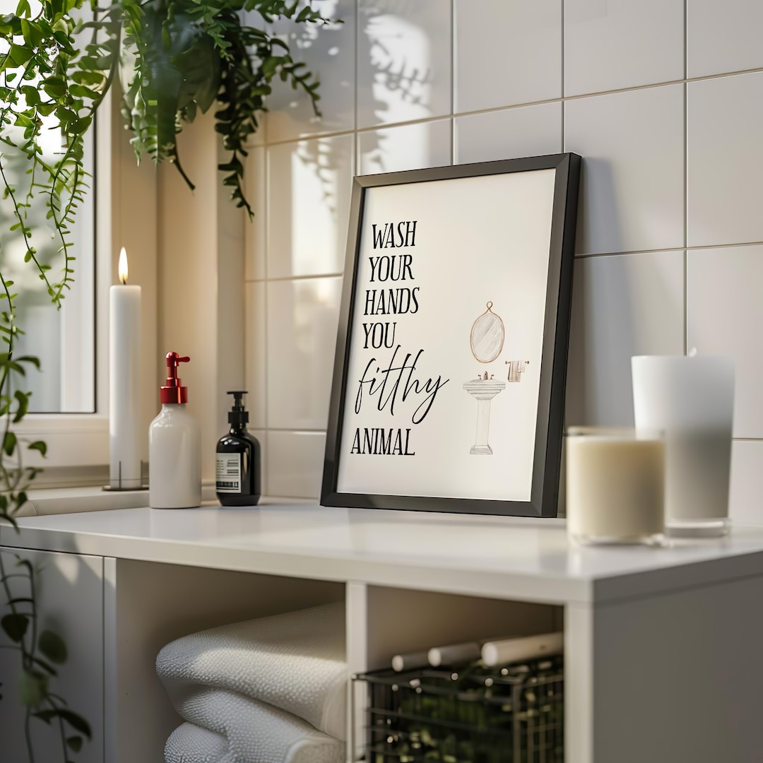 Wash Your Hands Digital Art Print - Bathroom Hygiene Poster, Modern ...