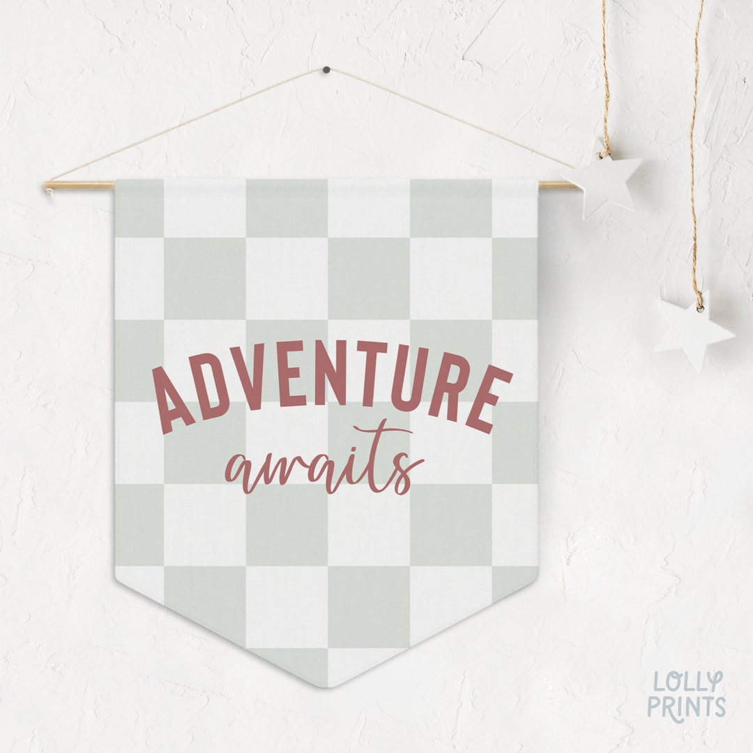 Adventure Awaits Pennant Wall Decor, Baby Nursery Wall Art, Nature ...