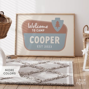 Personalized Camp Name Sign Print, Custom Camp Wall Decor, Happy Camper ...