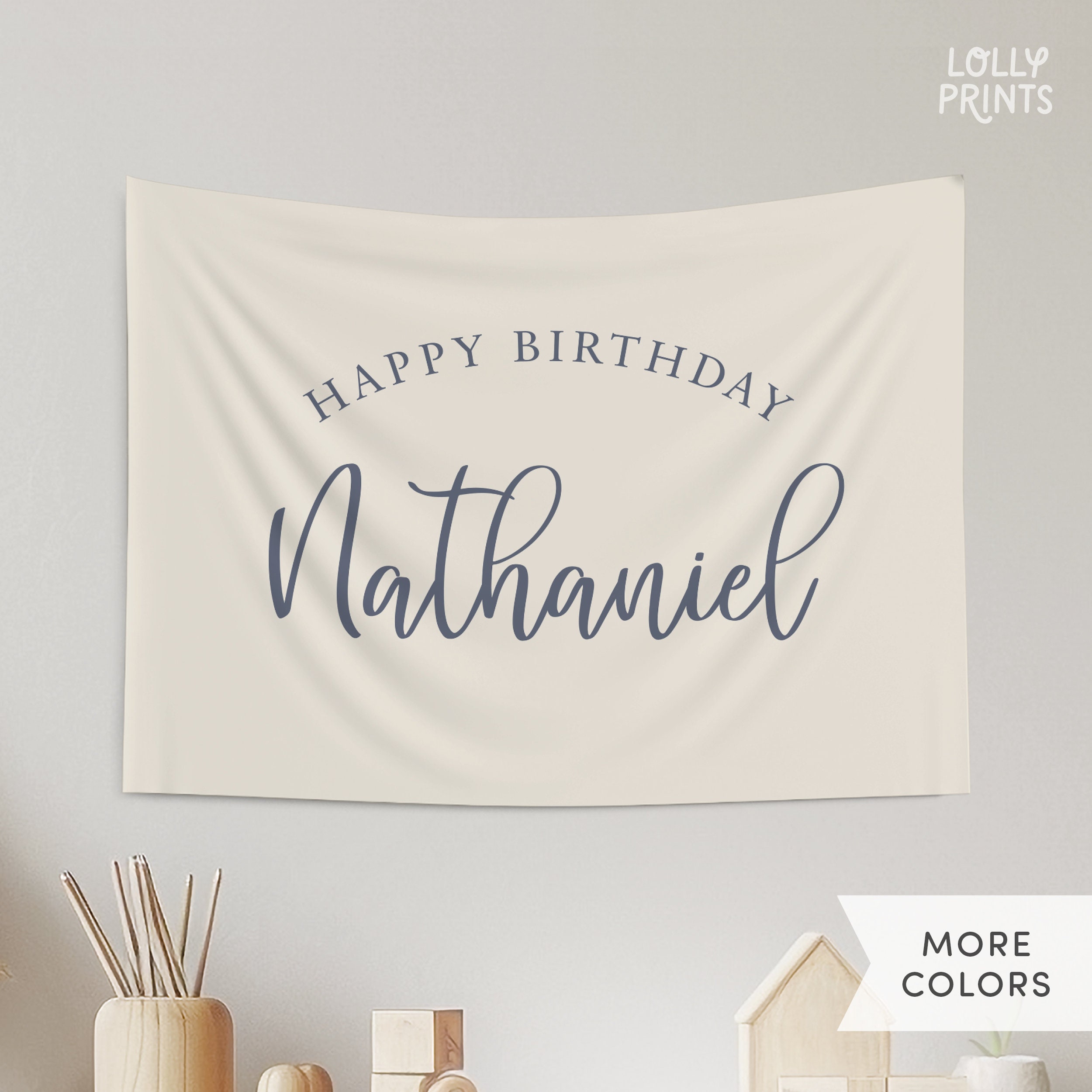 Personalized Birthday Name Flag, Custom Name Birthday Fabric Banner ...