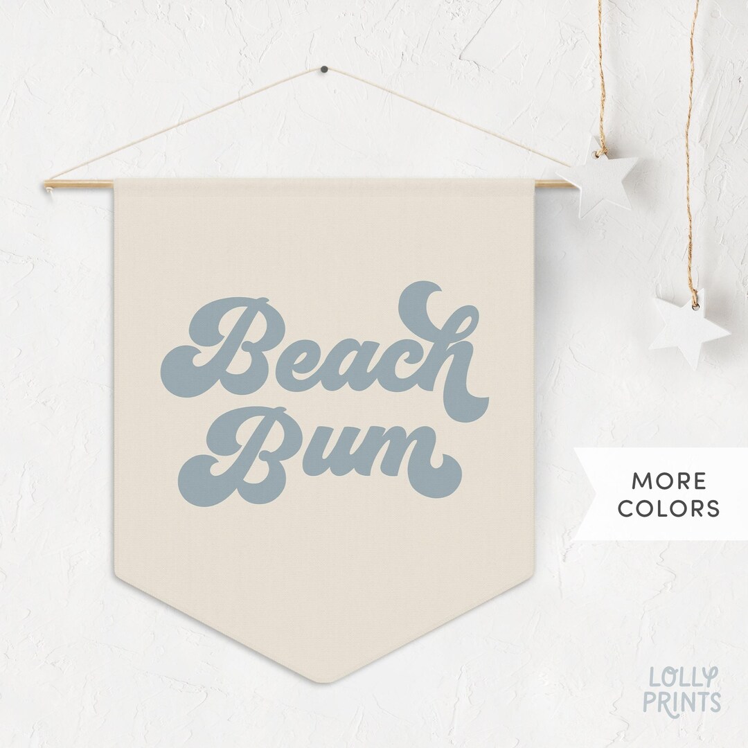 Beach Bum Pennant Banner, Coastal Wall Decor, Retro Vintage Wall Decor ...