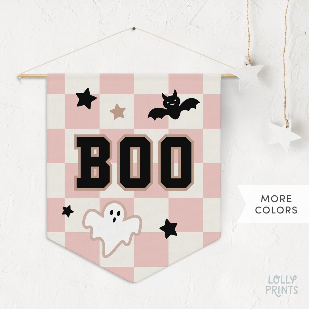 Pastel Halloween Pennant Banner Decor Retro Halloween Wall Art, Boo ...