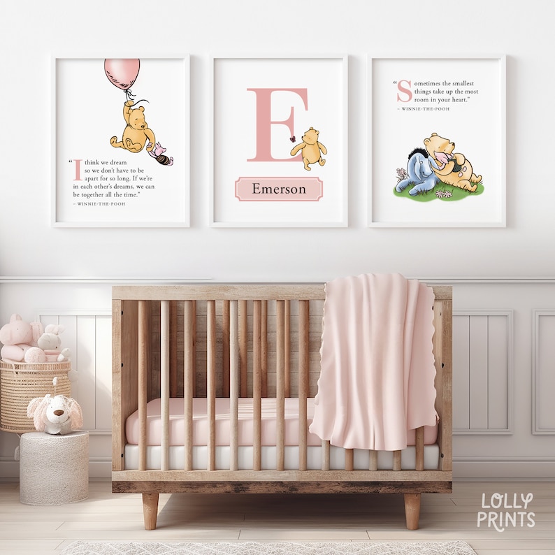 Custom Name Classic Winnie-the-pooh Set of 3 Poster Prints ...