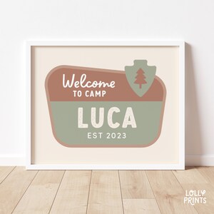 Personalized Camp Name Sign Print, Custom Camp Wall Decor, Happy Camper ...