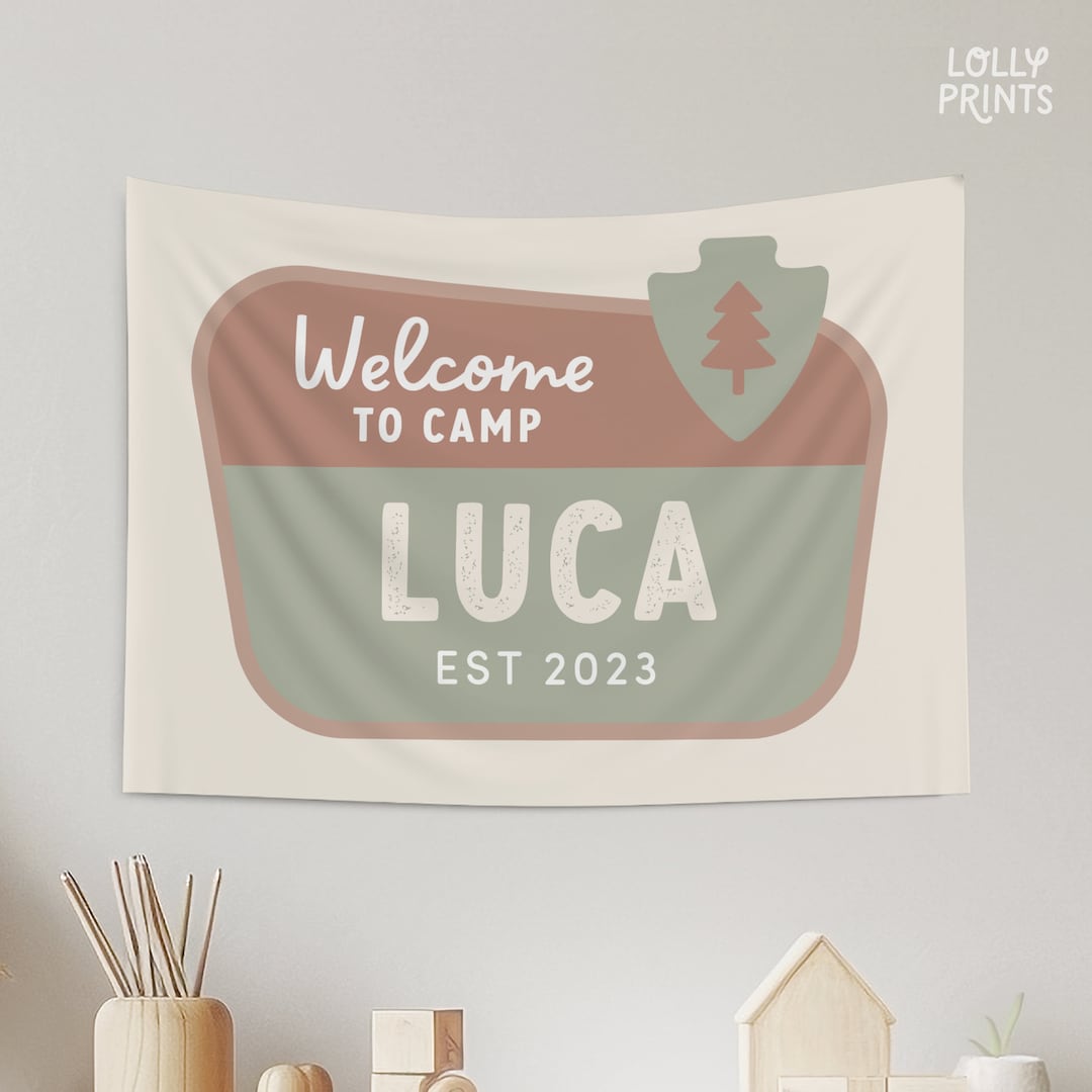 Welcome Custom Camp Name Sign Banner Flag, Personalized Camp Wall Decor ...
