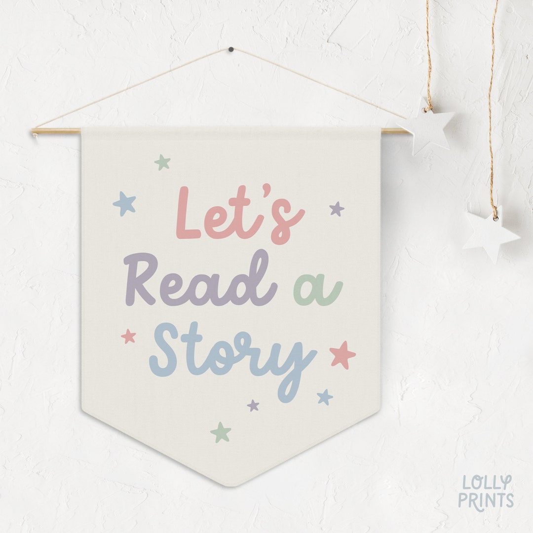 Reading Corner Wall Decor Pennant Banner, Read a Story Wall Art ...