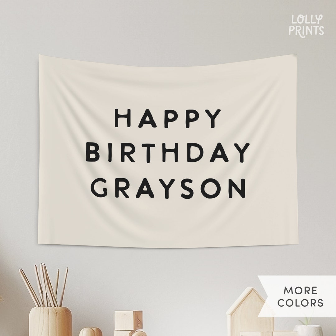 Custom Name Birthday Banner Decor, Personalized Birthday Name Tapestry ...