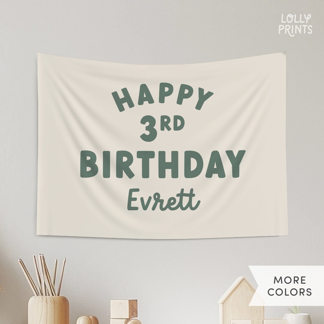 Custom Name Happy Birthday Fabric Banner, Personalized Kids Birthday ...