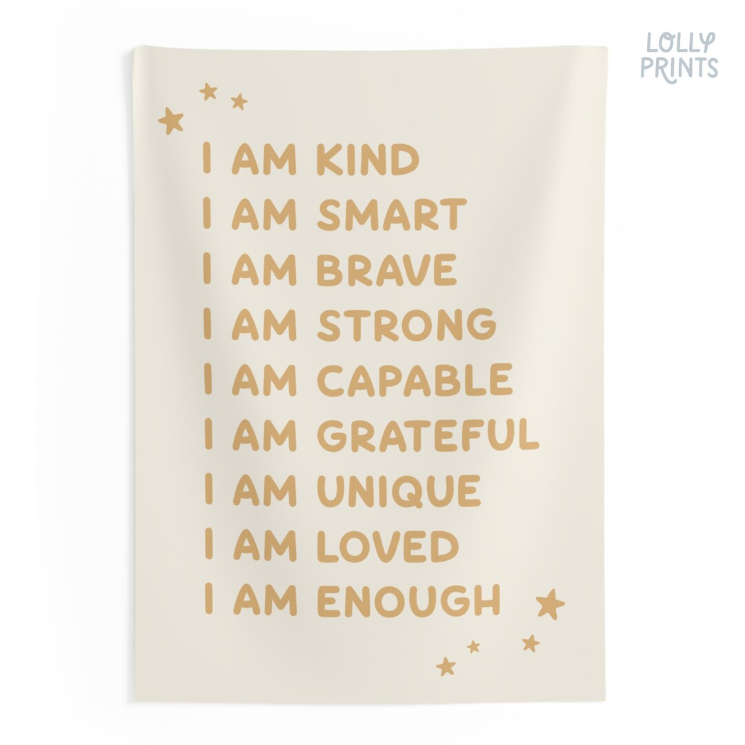 Words of Affirmation Kids Room Banner, Motivational Wall Decor ...