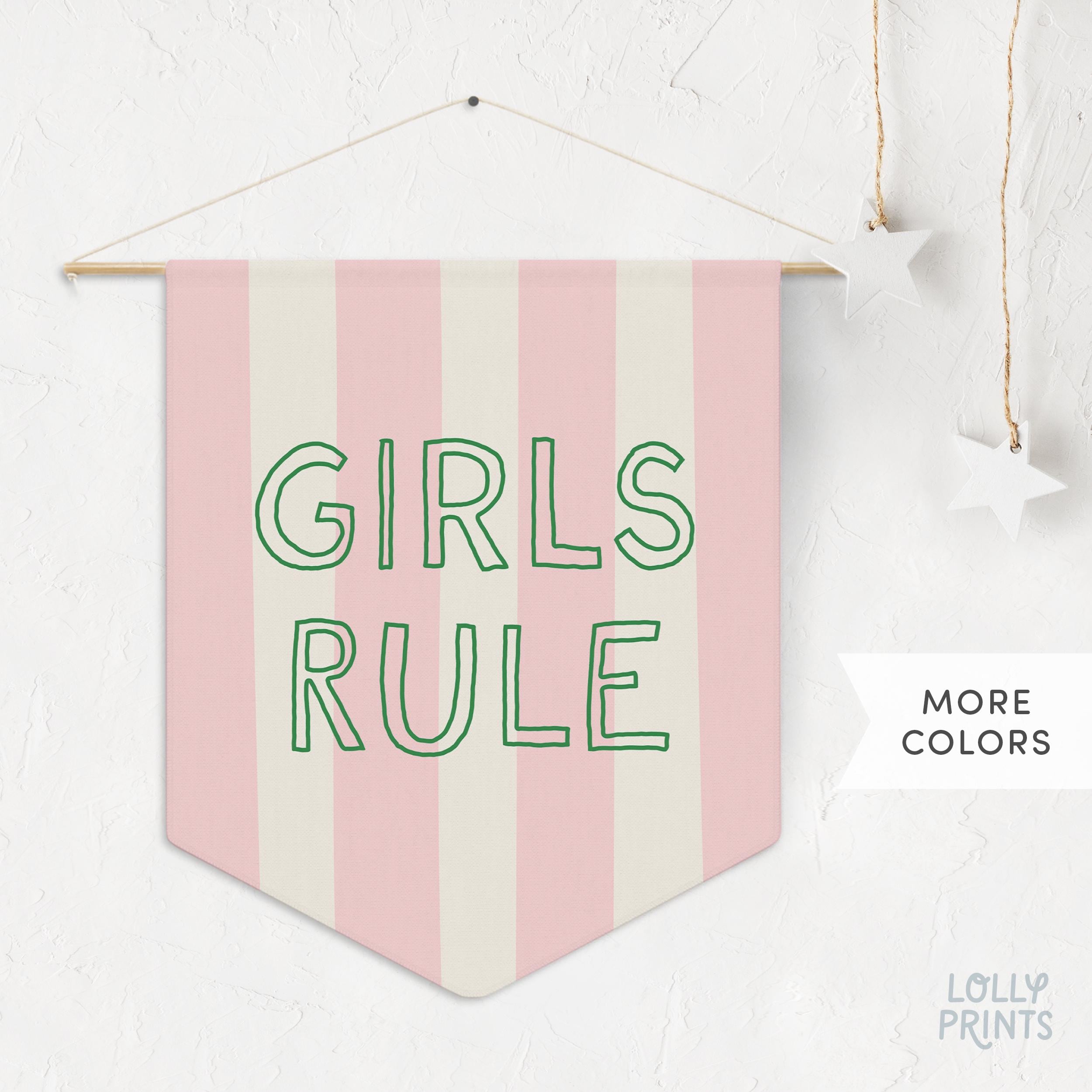 Girls Rule Pennant Banner: Girl Room Decor, 100% Polyester Twill - Etsy