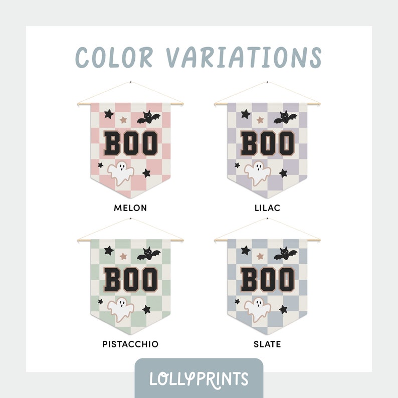 Pastel Halloween Pennant Banner Decor Retro Halloween Wall Art, Boo ...