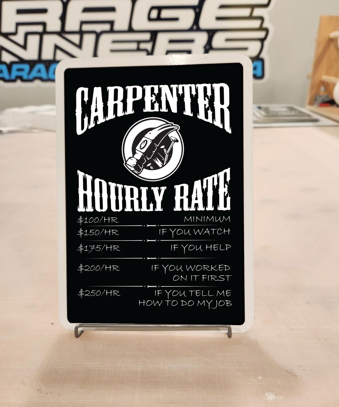 New Funny Carpenter Hourly Rate Sign, Business Owners, Humorous Signage ...