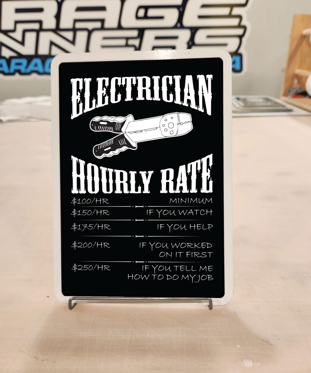 New Funny Electrician Hourly Rate Sign, Business Owners, Humorous ...