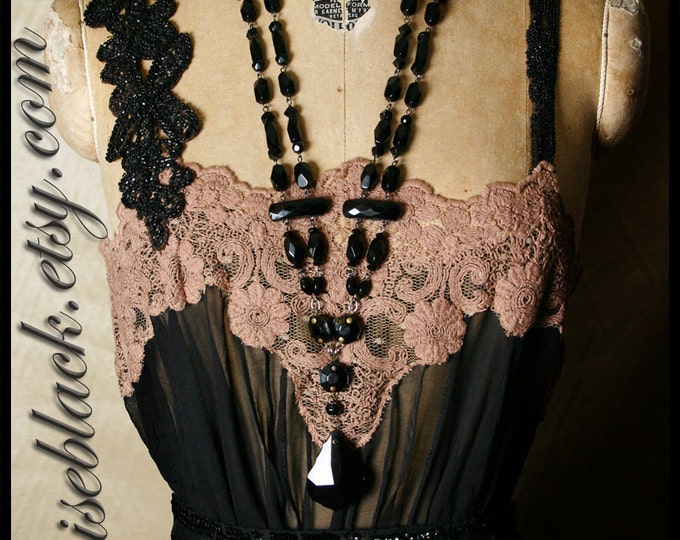 Opium Den Black Poppy Flapper Necklace by Louise Black - Etsy