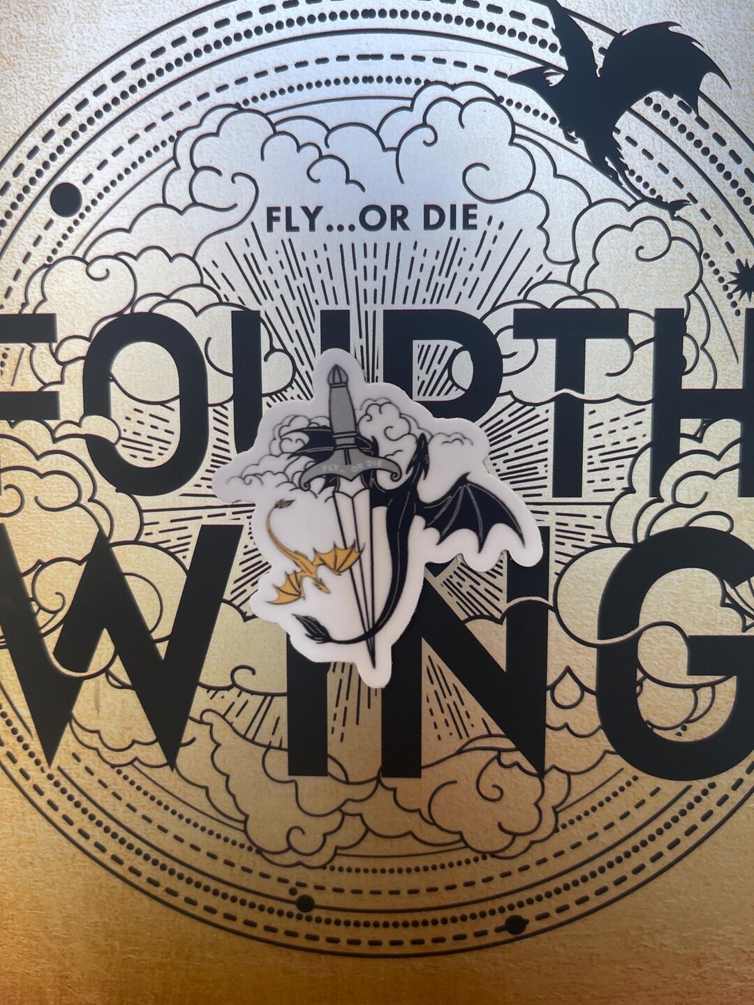 Fourth Wing Sticker Fly or Die With Dragon and Dagger | Kindle Sticker ...