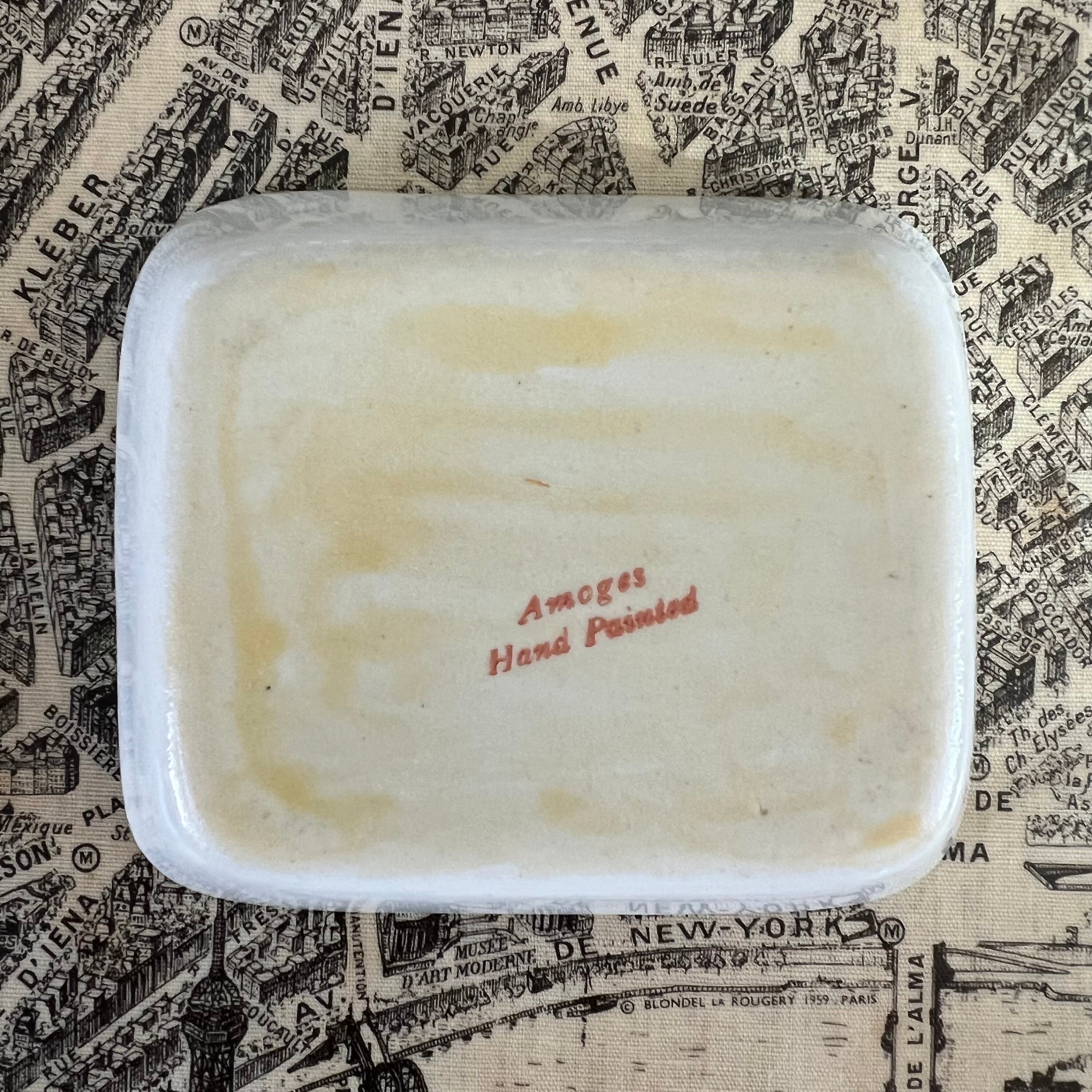 AMOGES Hand Painted Trinket Dish White Gold Floral - Etsy