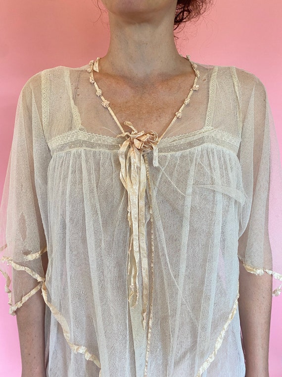 1920's Fairy Ribbon Net Pointy Hem Dress - Gem