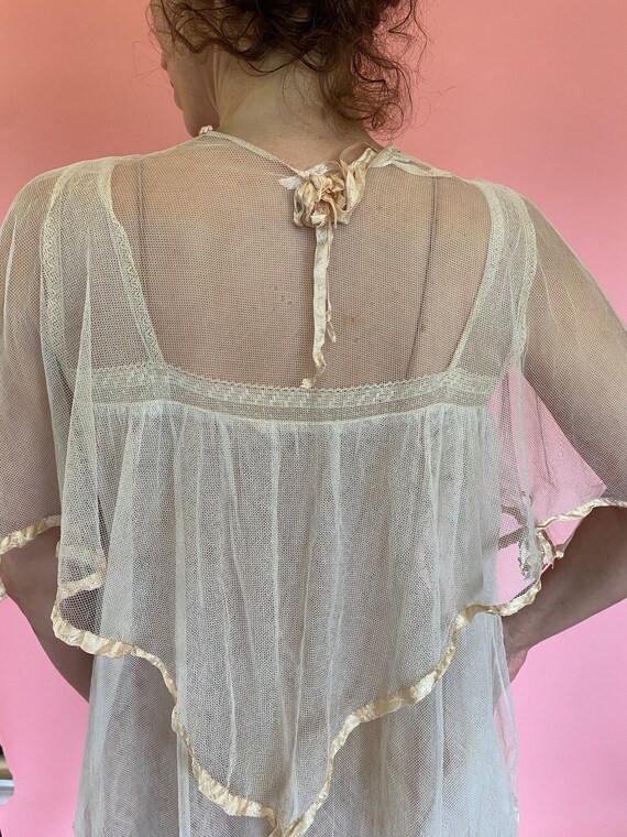 1920's Fairy Ribbon Net Pointy Hem Dress - Gem
