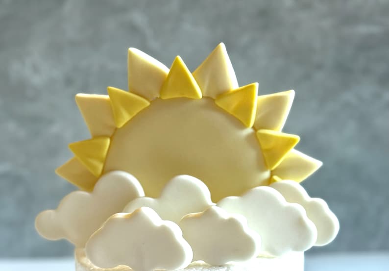 Sun Cake Topper , Fondant Sun Cake Topper , Sunshine and Clouds , First ...