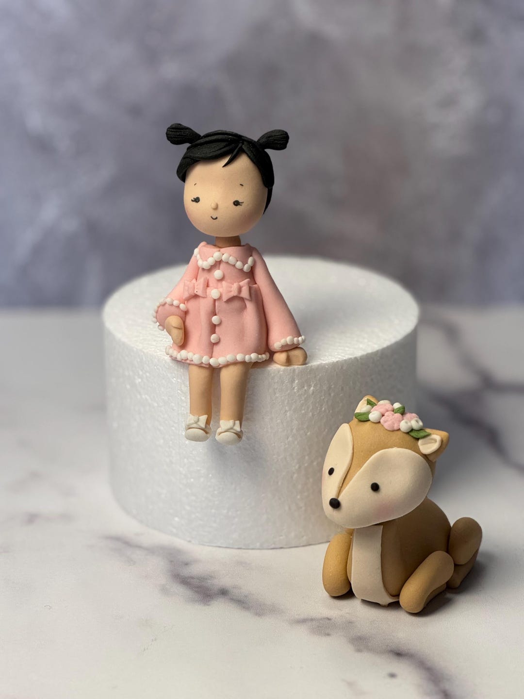 Fondant Girl and Deer Cake Topper: Baby Shower Birthday Decor - Etsy