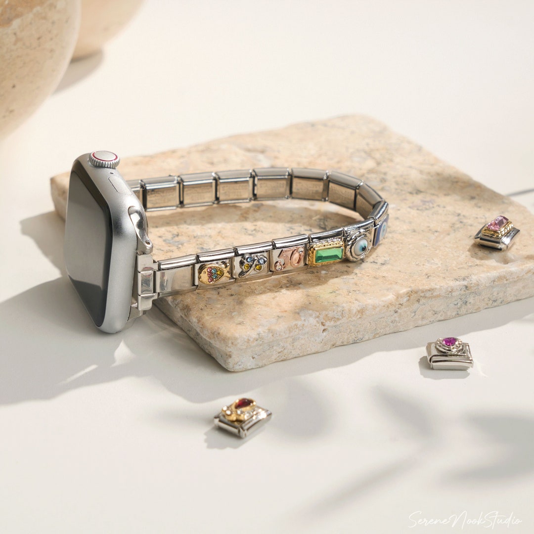 Personalized Italian Bracelet Appel Watch Band, Custom Stainless Steel ...