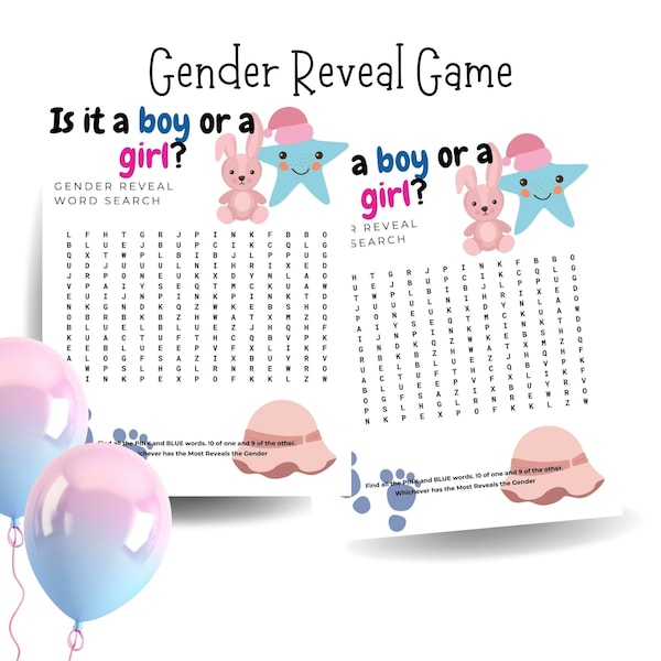 Gender Reveal Word Search Printable - Etsy