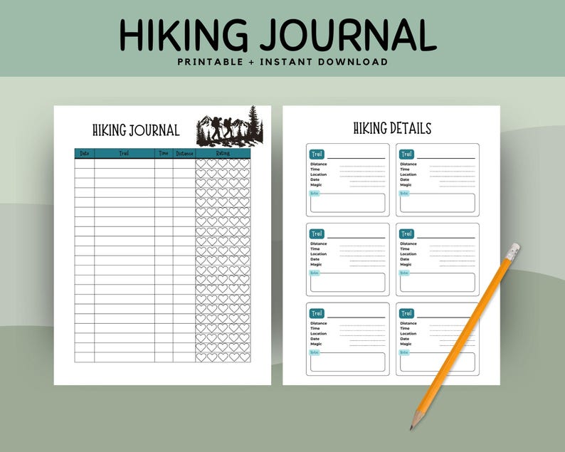 Printable Hiking Log, Journal Page, Hiking Tracker, Hike Tracker ...