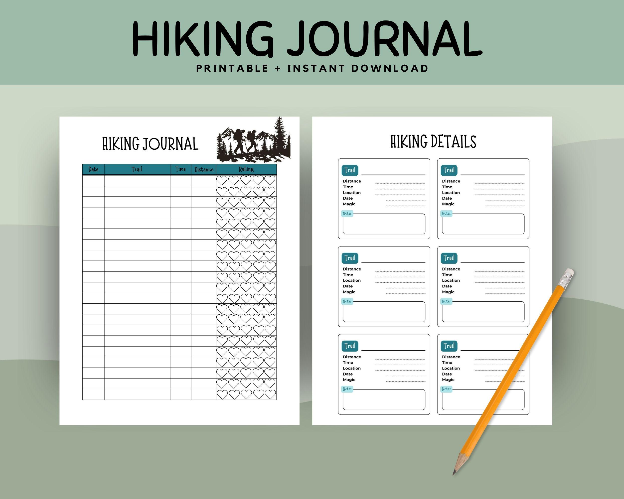 Printable Hiking Log, Journal Page, Hiking Tracker, Hike Tracker ...