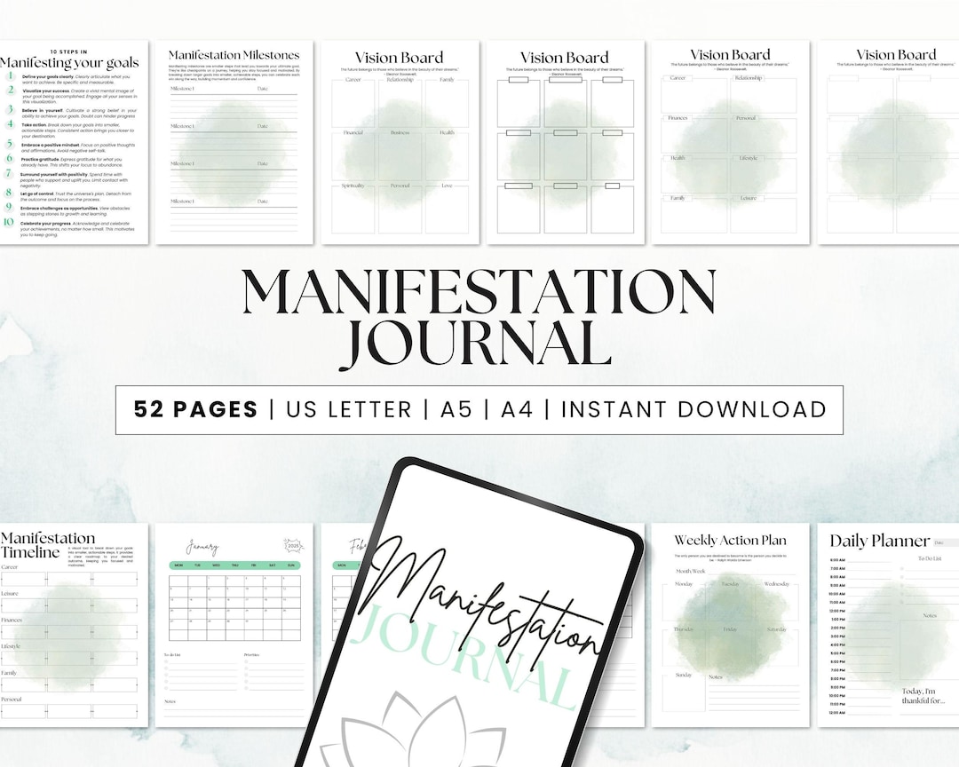 2025 Manifestation Journal, Yearly Intentions Vision Workbook, Vision ...