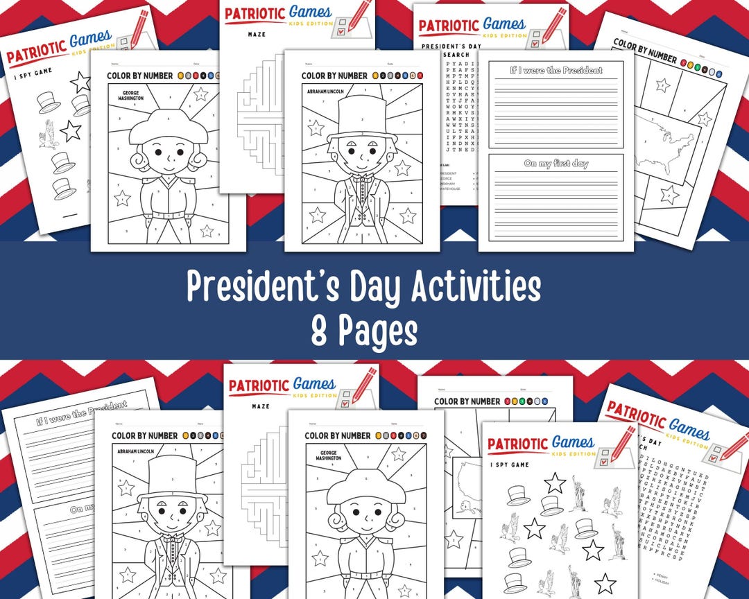 Patriotic Activity Kit for Kids - Presidents Day, 4th of July, Memorial ...