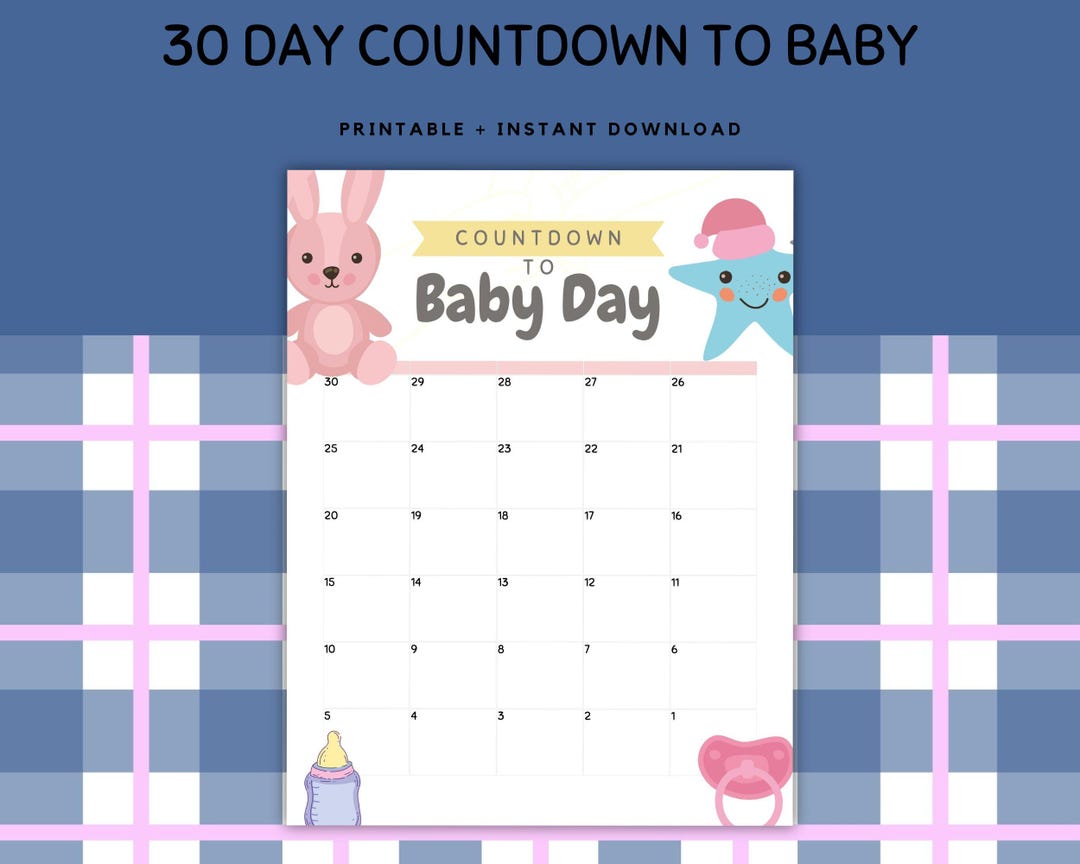 30 Day Countdown to Baby Calendar - Etsy