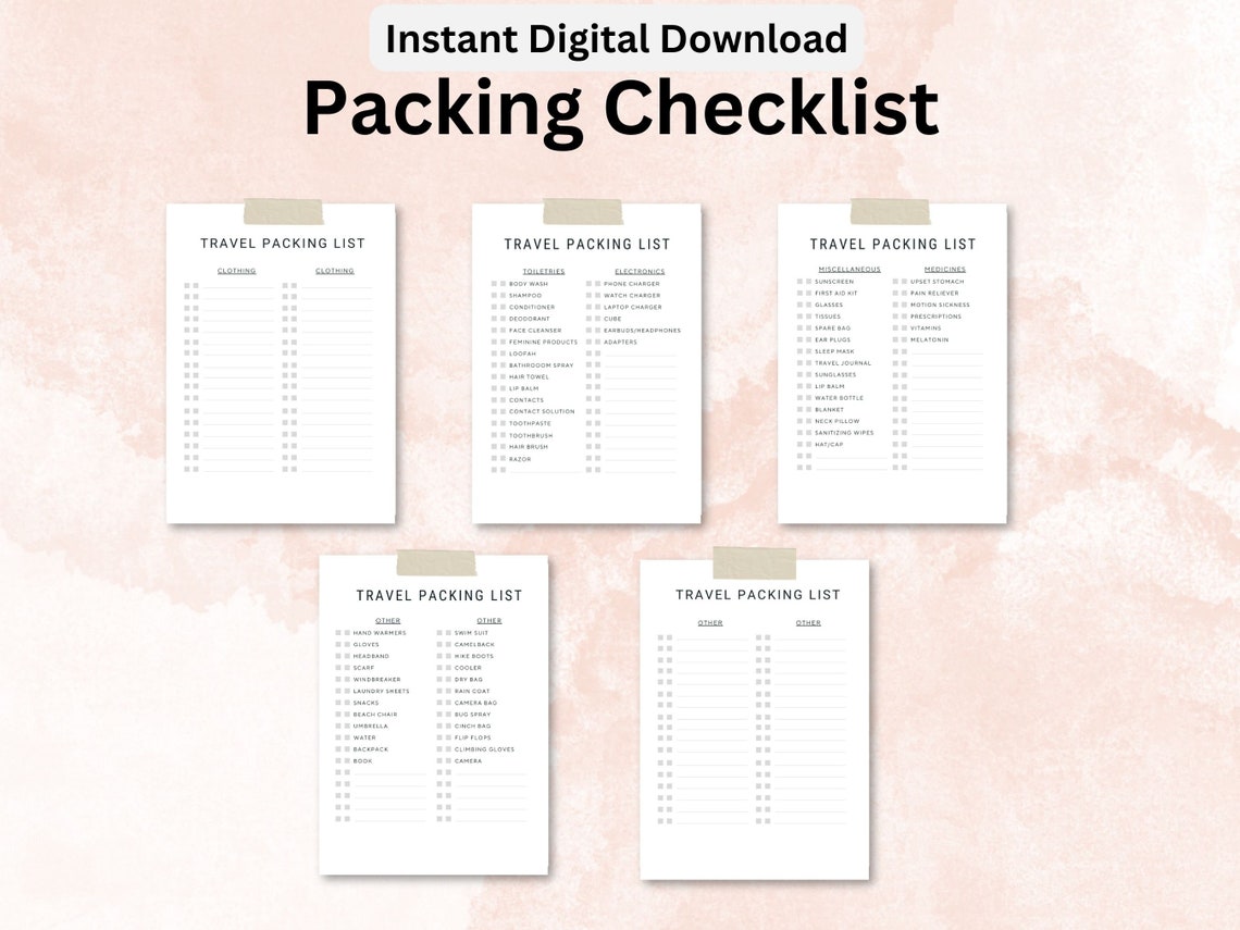 Unique Travel Packing Checklist | Printable PDF | Stay Organized - Etsy