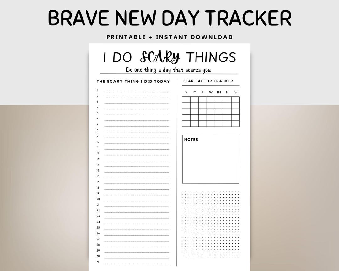 Brave New Day Tracker: Embrace Your Fears, One Day at a Time - Etsy