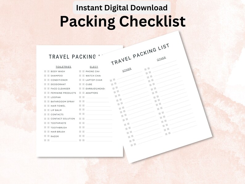 Unique Travel Packing Checklist | Printable PDF | Stay Organized - Etsy
