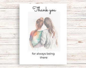 Printable Thanks for Being My Bestie Card, Instant Download Card, Best ...