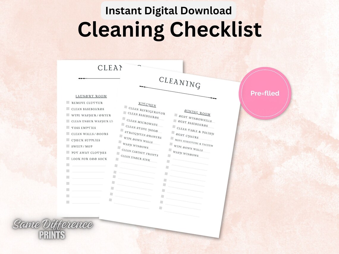 Printable Cleaning Checklist, Printable Cleaning Checklist, Printable ...