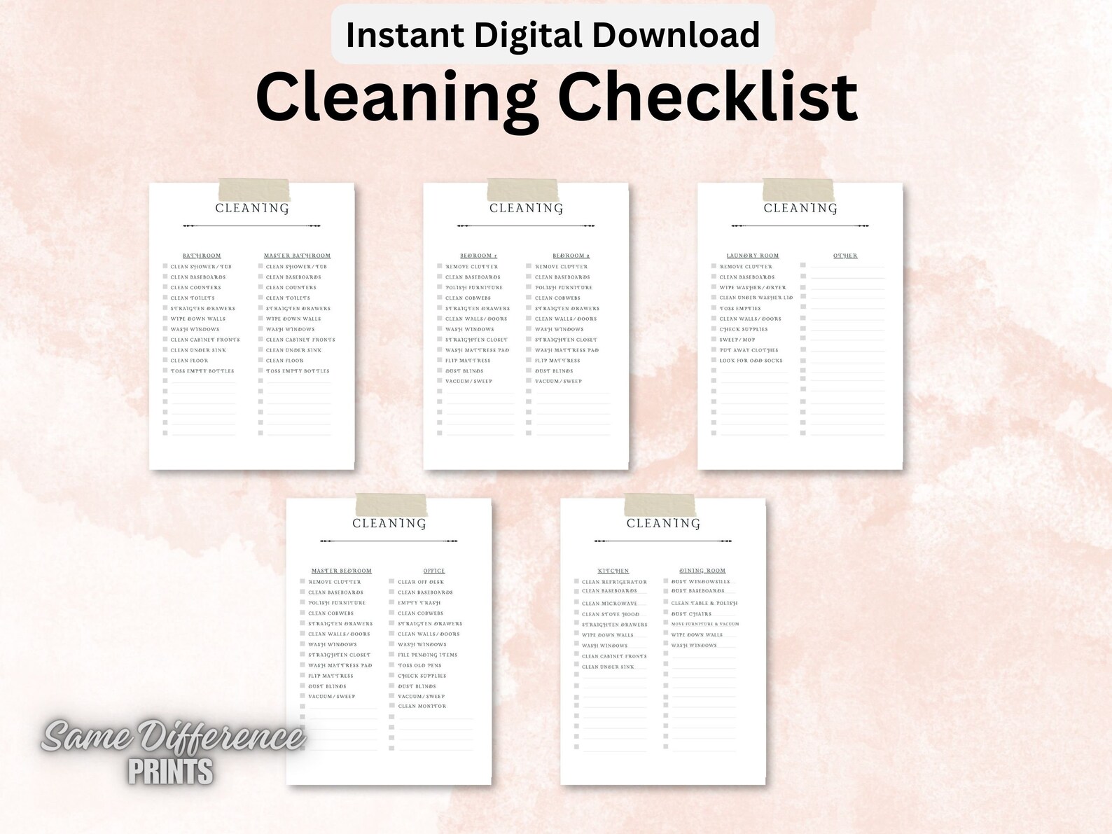 Printable Cleaning Checklist, Printable Cleaning Checklist, Printable ...
