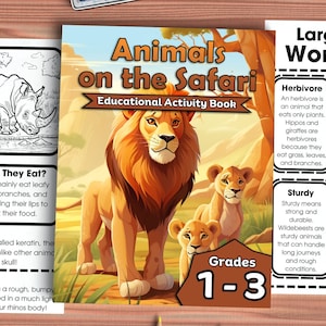 Animals on the Safari: Educational Activity Book - Etsy
