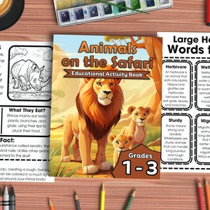 Animals on the Safari: Educational Activity Book - Etsy