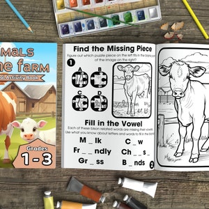 Animals on the Farm: Educational Activity Book - Etsy