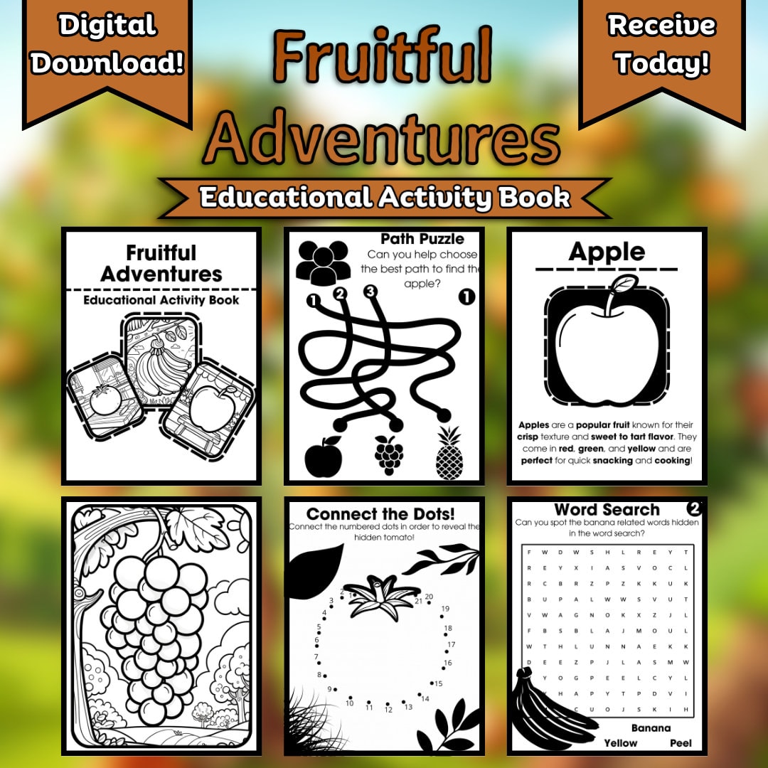 Fruitful Adventures: Printable Educational Activity Book - Etsy