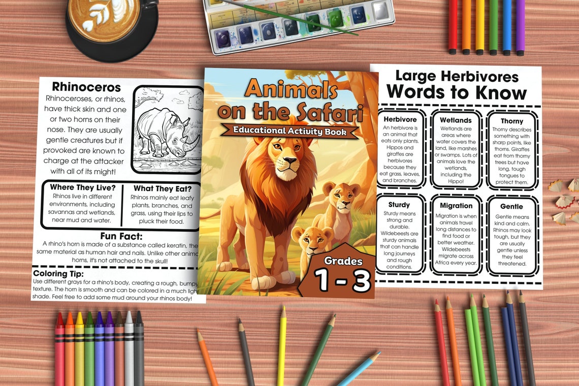 Animals on the Safari: Educational Activity Book - Etsy