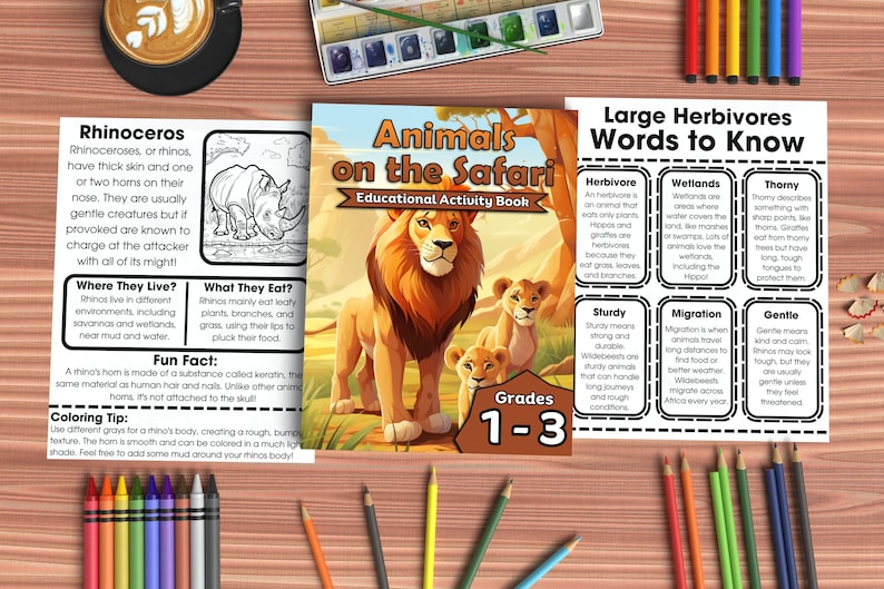 Animals on the Safari: Educational Activity Book - Etsy