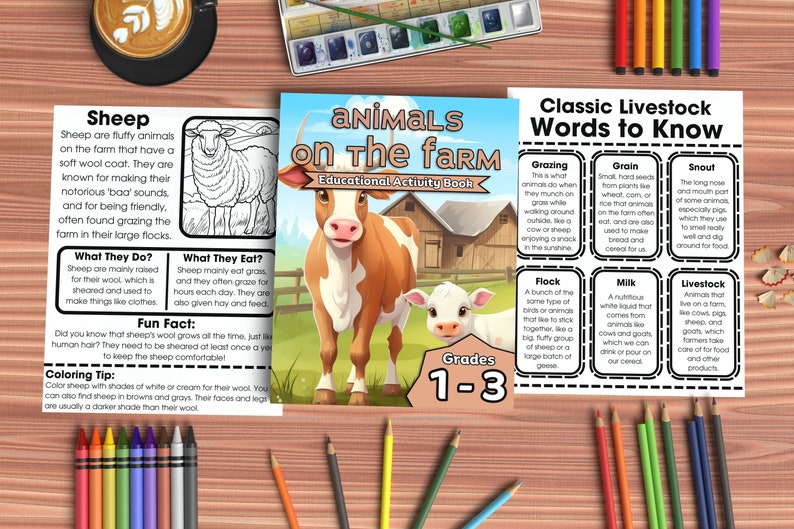 Animals on the Farm: Educational Activity Book - Etsy