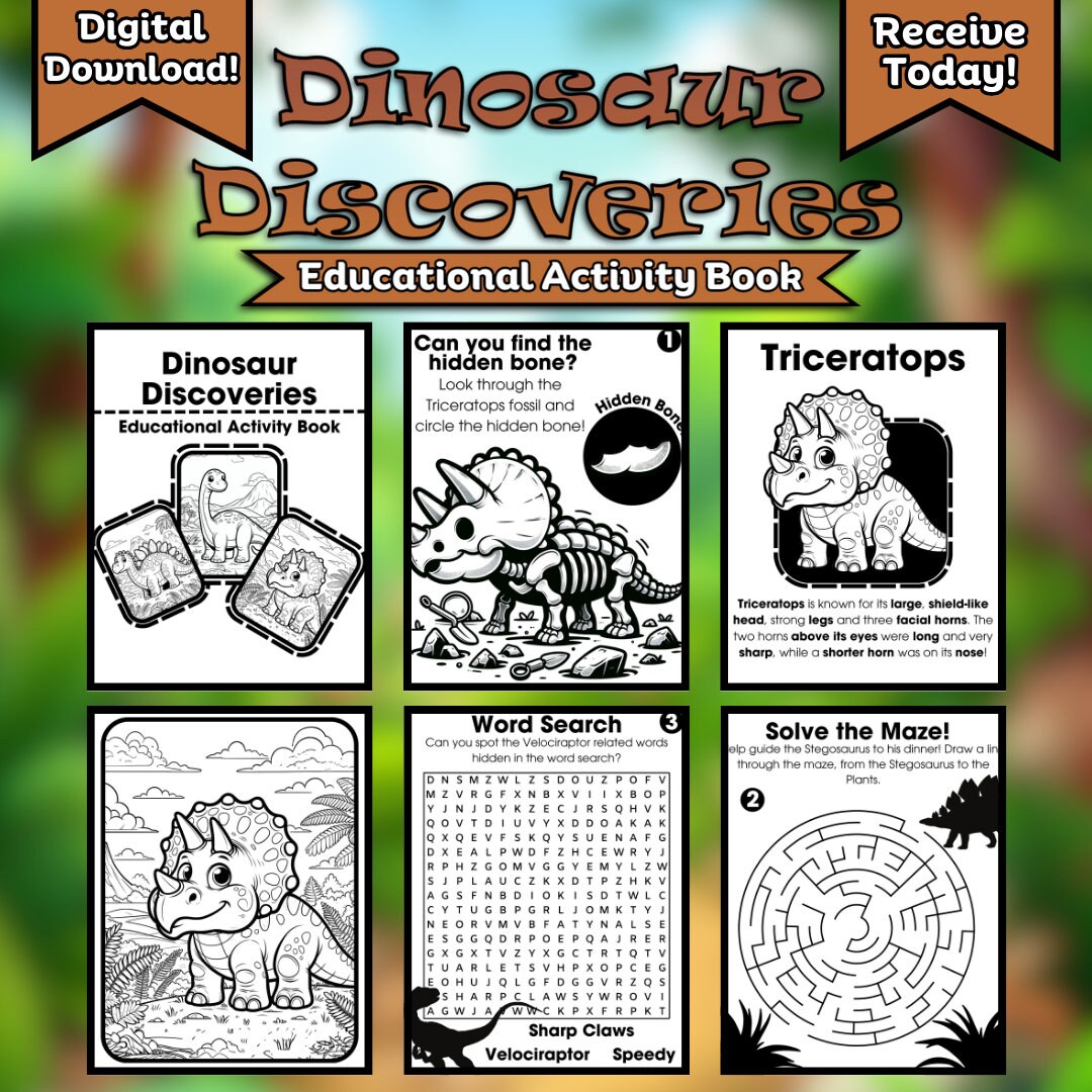 Dinosaur Discoveries: Printable Educational Activity Book - Etsy