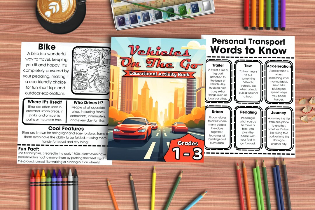 Vehicles on the Go: Educational Activity Book - Etsy