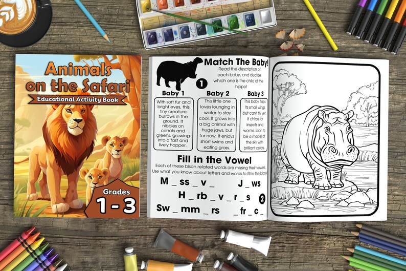 Animals on the Safari: Educational Activity Book - Etsy