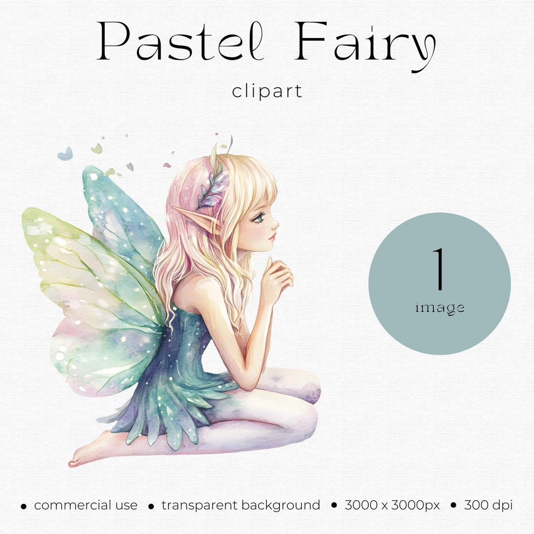 Pastel Fairy Single Commercial Use Clipart INSTANT DOWNLOAD Fairy Girl ...