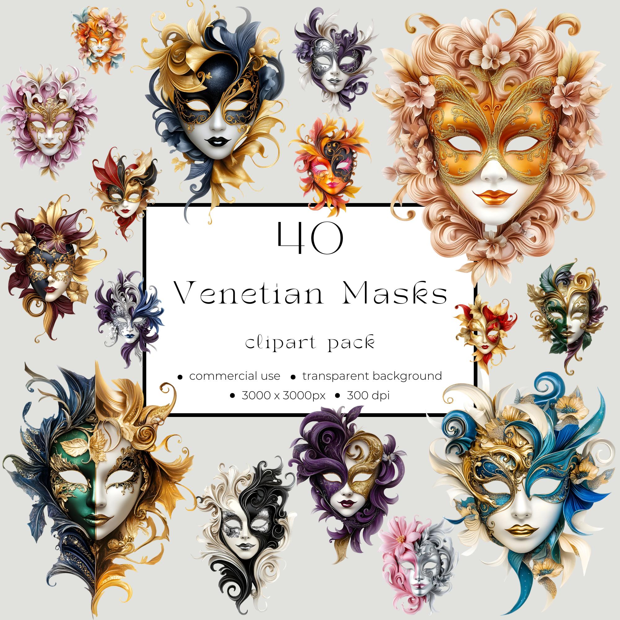 Venetian Masks Commercial Use Clipart INSTANT DOWNLOAD Italian ...