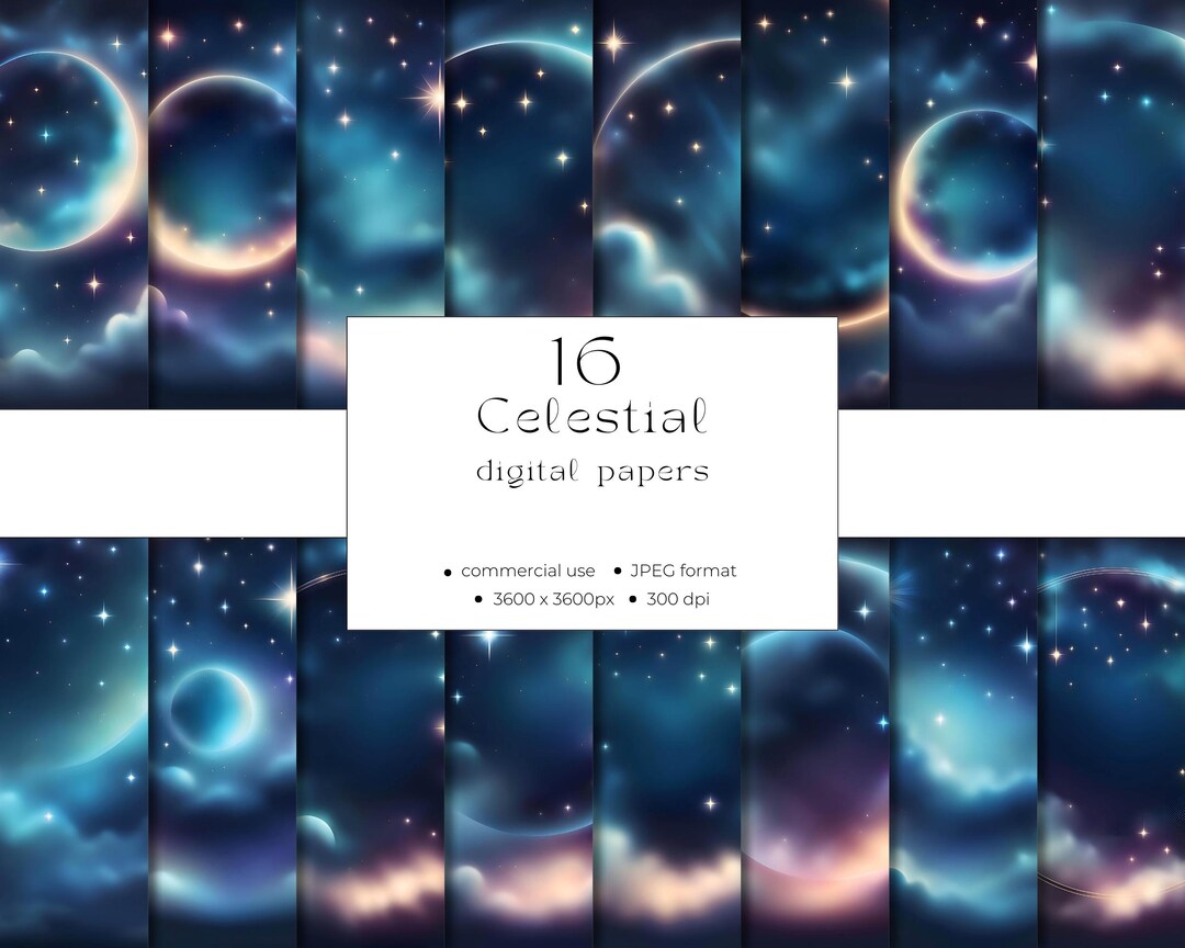 Celestial Papers INSTANT DOWNLOAD Celestial Galaxy Digital Papers for ...